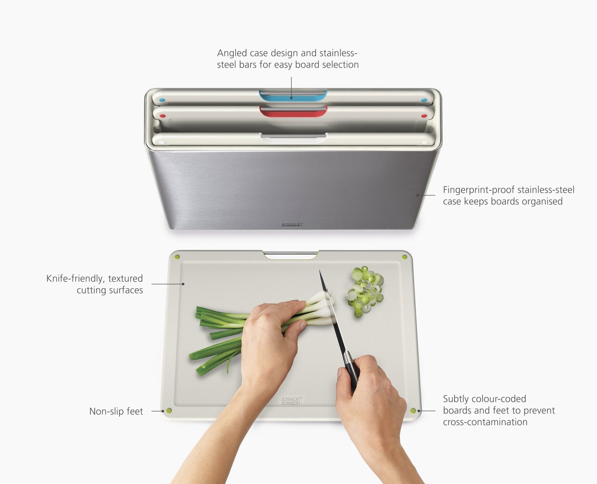 4-piece Stone Chopping Board Set With Case | Joseph Joseph UK