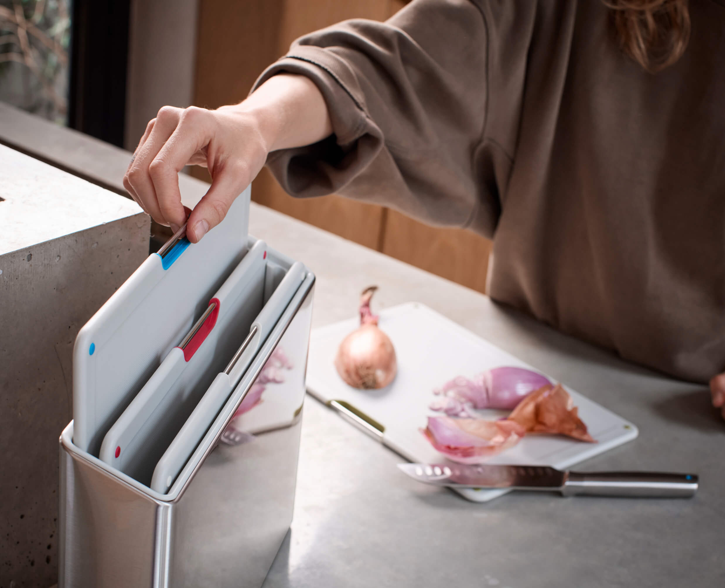 4-piece Stone Chopping Board Set With Case | Joseph Joseph UK