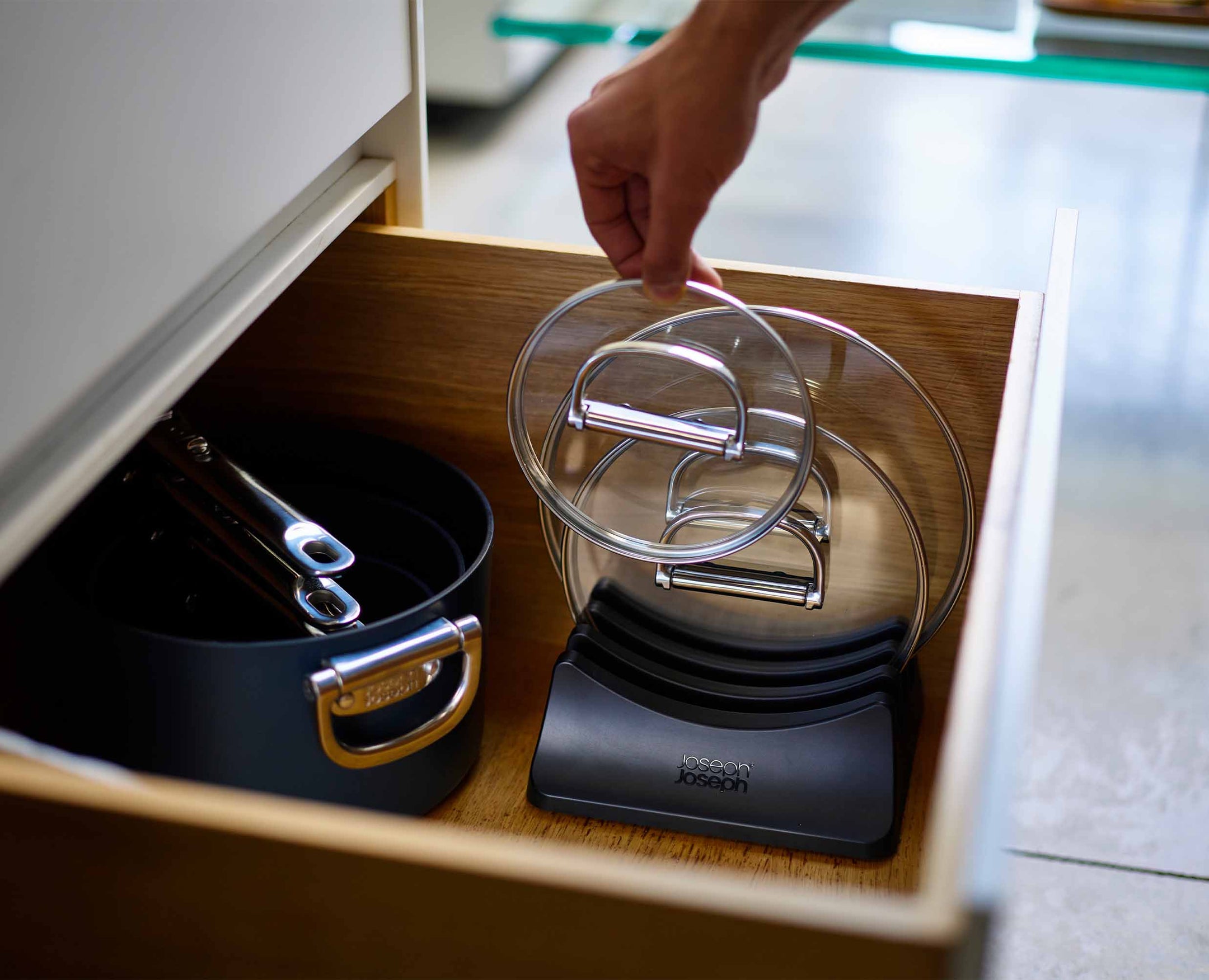 Space Pot/Pan Lid Holder (Holds 3) | Joseph Joseph UK