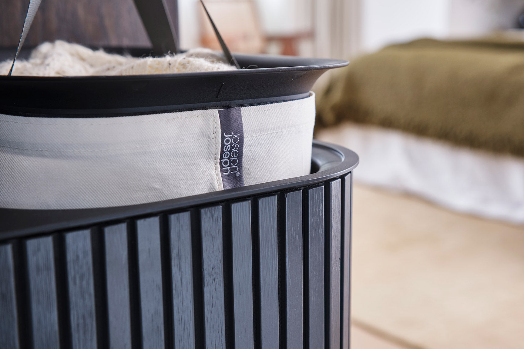 Luxury Triple Laundry Basket 90L in Black | Joseph Joseph UK