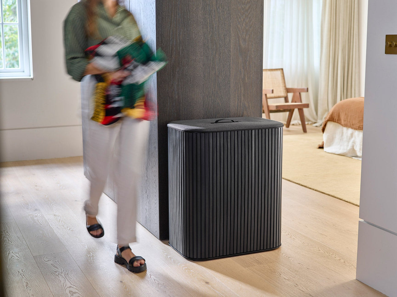 Luxury Triple Laundry Basket 90L in Black | Joseph Joseph UK