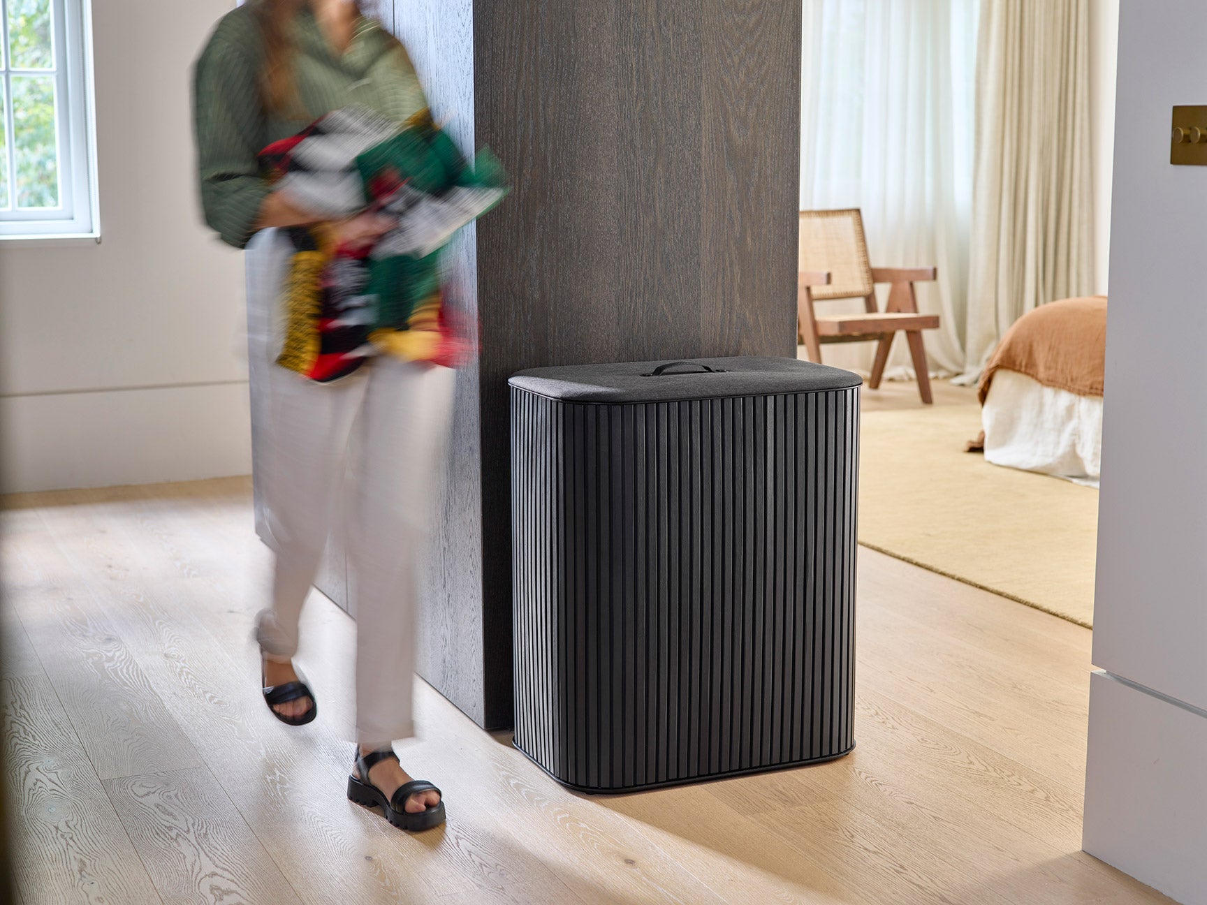 Luxury Triple Laundry Basket 90L in Black | Joseph Joseph UK