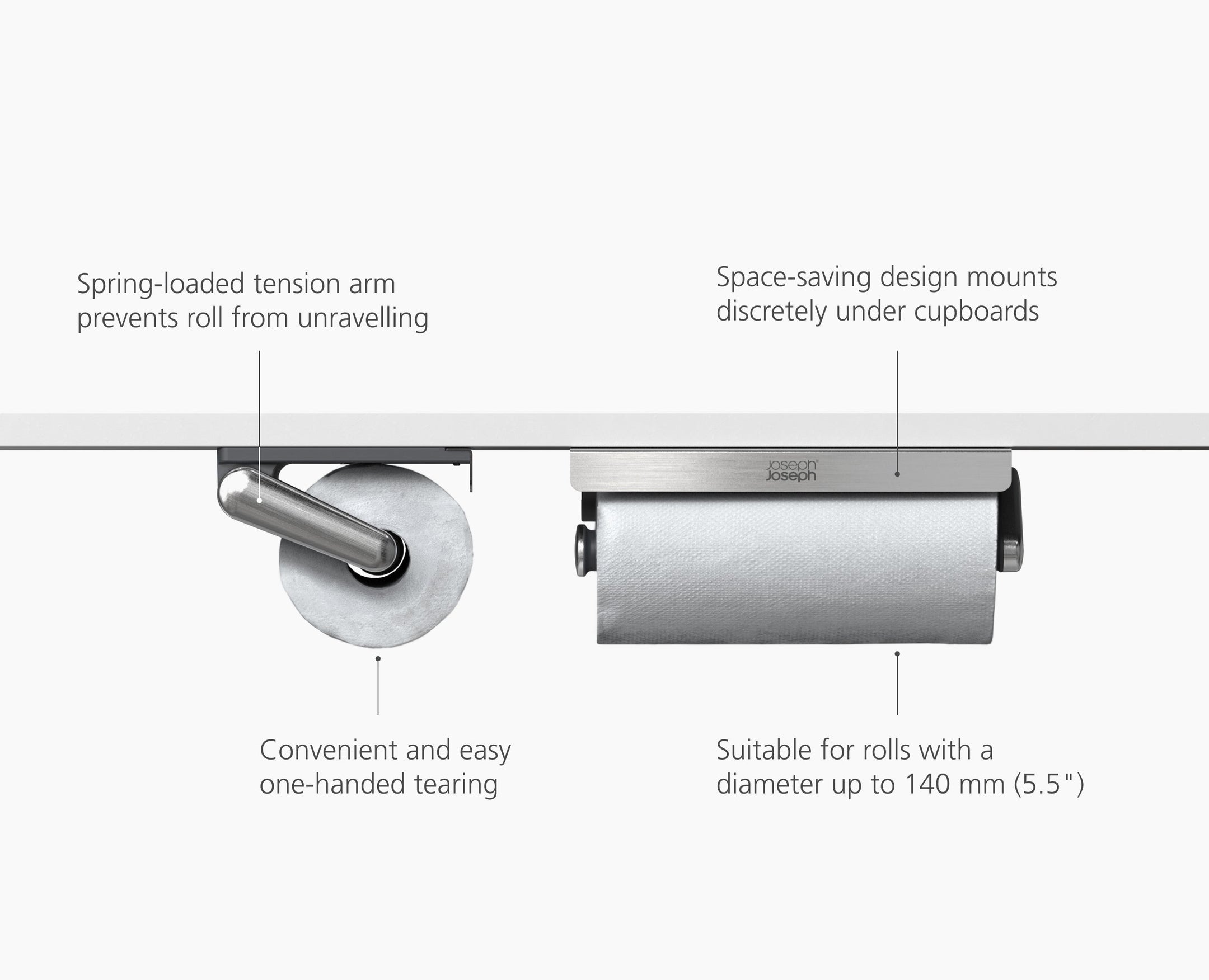 Under-shelf Kitchen Roll Holder RollGrip™ | Joseph Joseph UK