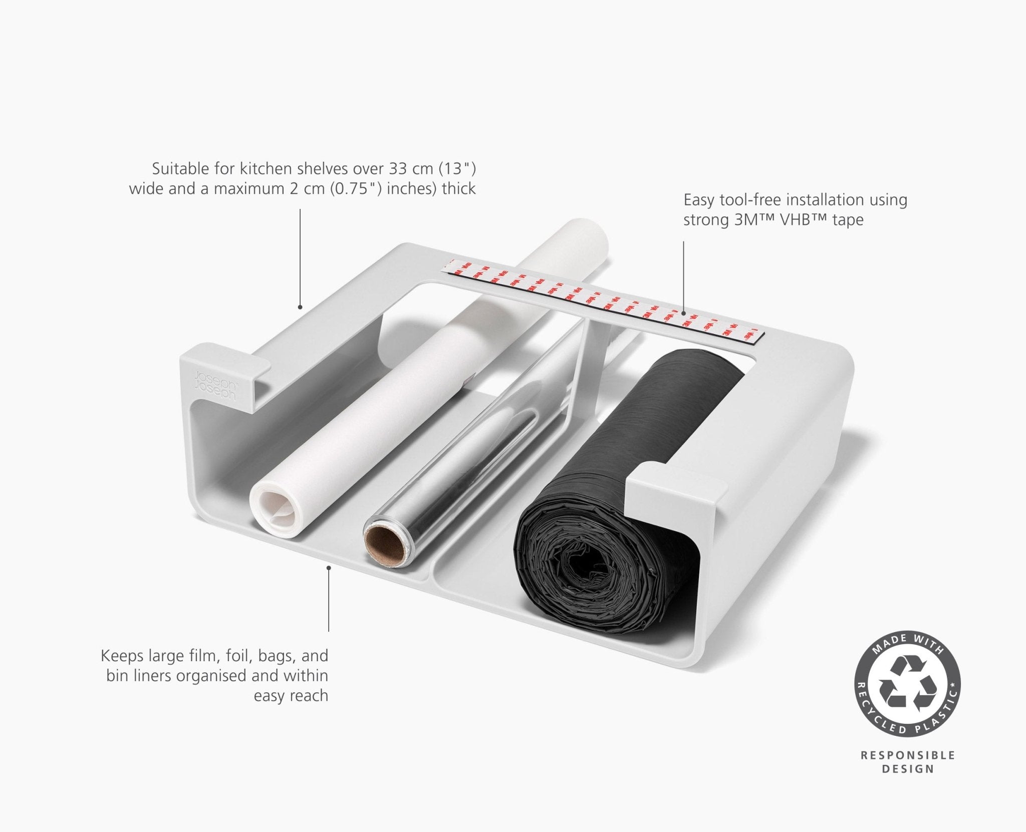 Large Recycled Foil & Cling Film Organiser | Joseph Joseph UK