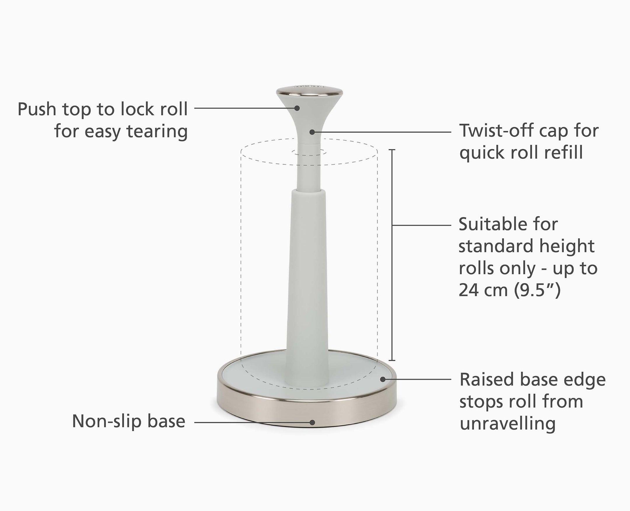 Easy Tear Kitchen Roll Holder (Stone) | Joseph Joseph UK