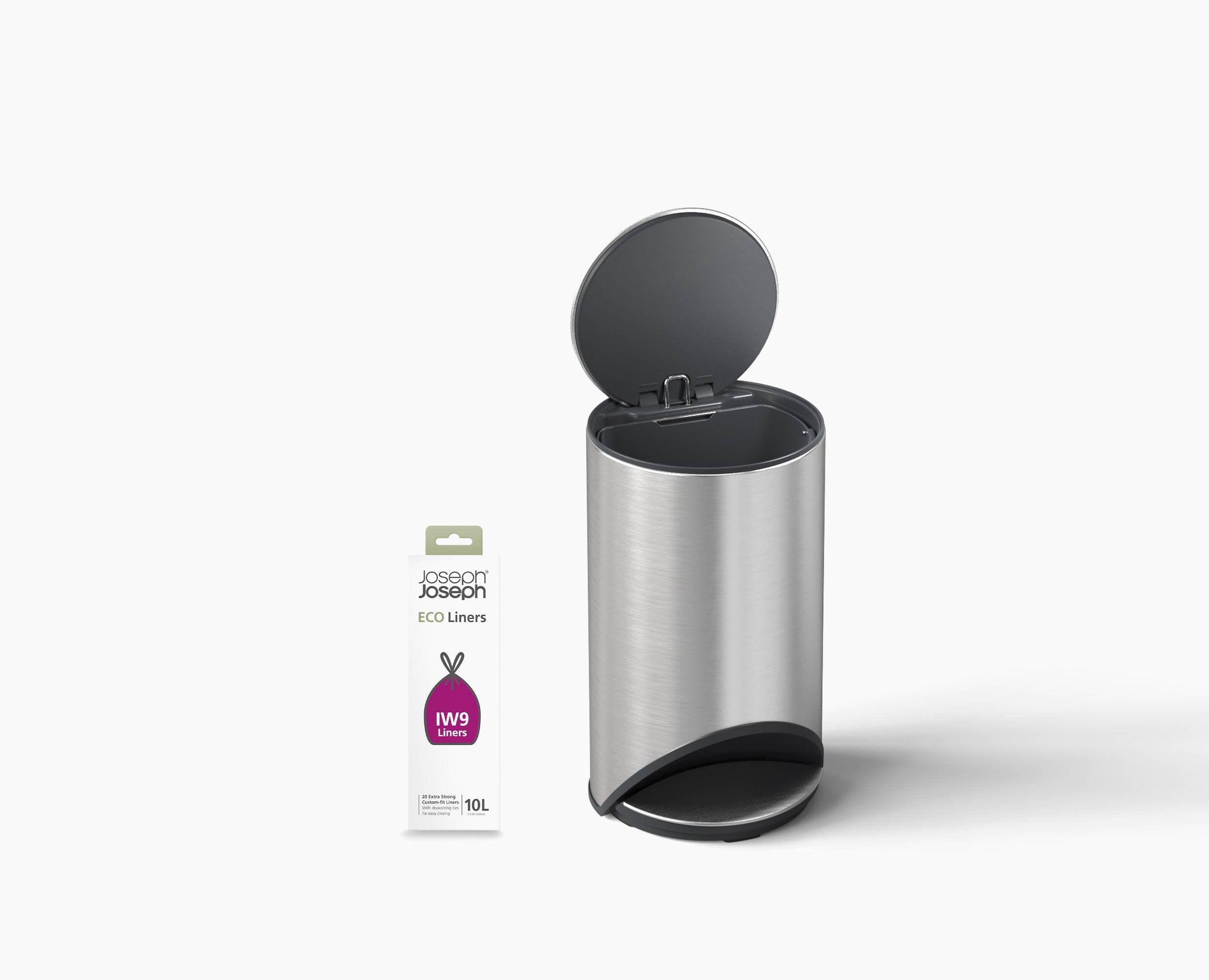 10L Stainless-Steel Pedal Bin Set & Bin Liners | Joseph Joseph UK