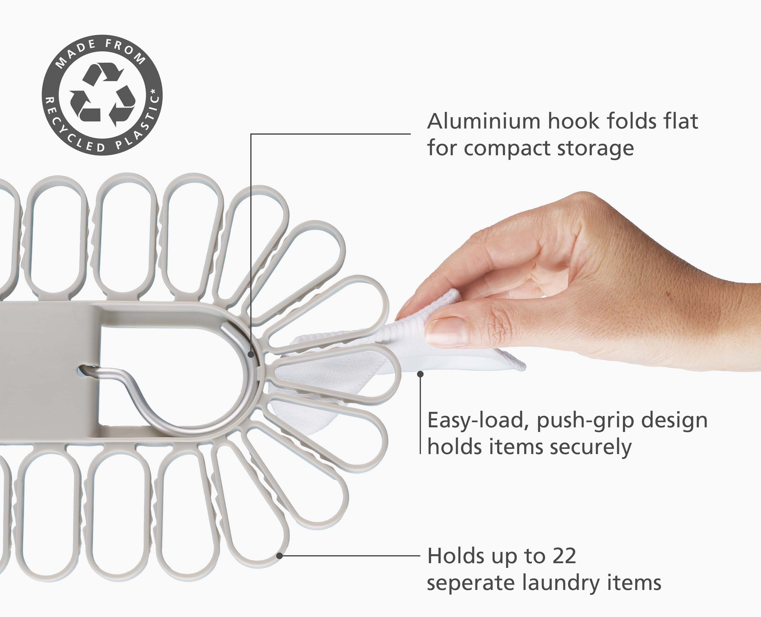 Petal™ 22-piece Sock Hanger With Clips | Joseph Joseph UK