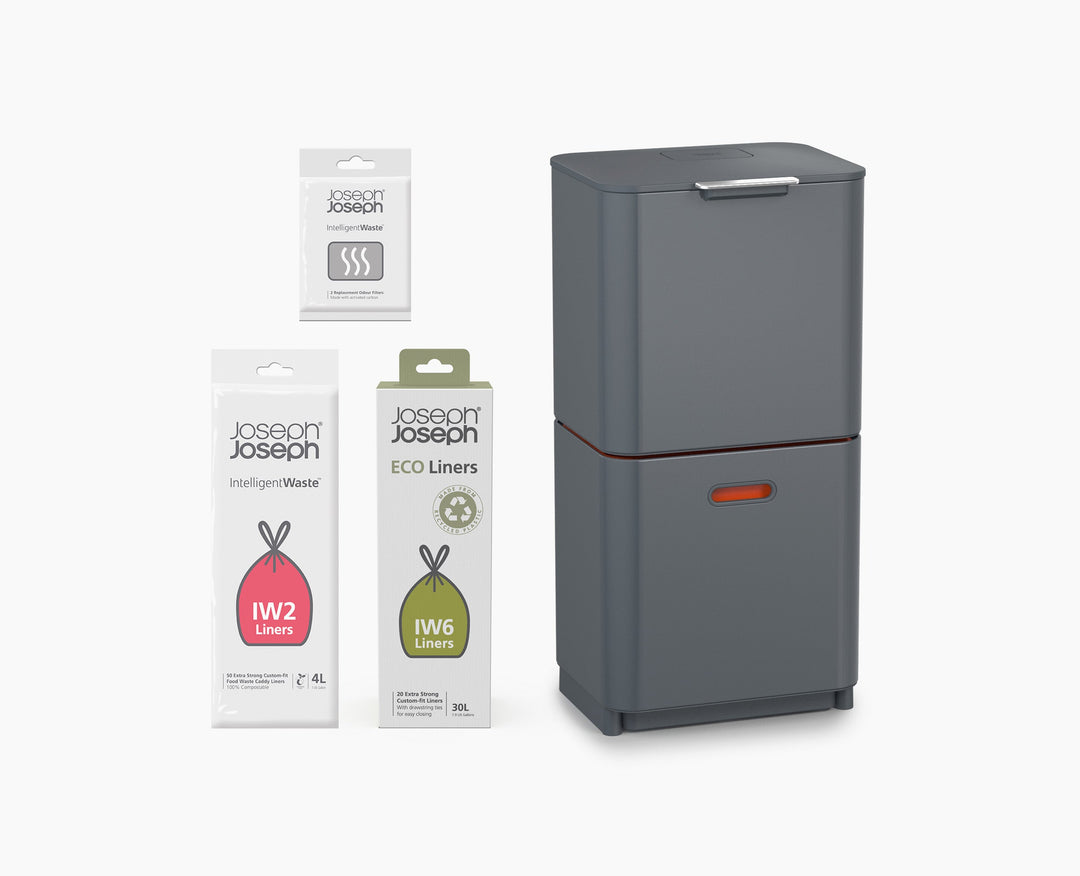 Waste & Recycling Bin Totem 60L Set Grey | Joseph Joseph UK