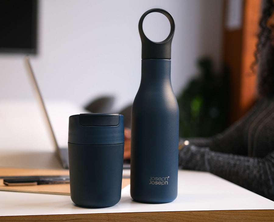 2-piece Travel Mug & Bottle Set - Blue | Joseph Joseph UK